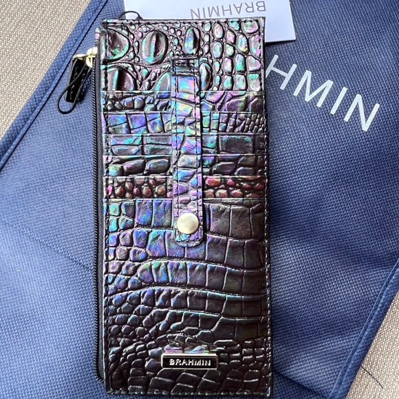 Brahmin | Bags | Nwt Brahmin Credit Card Wallet Black Pearl Ombr ...